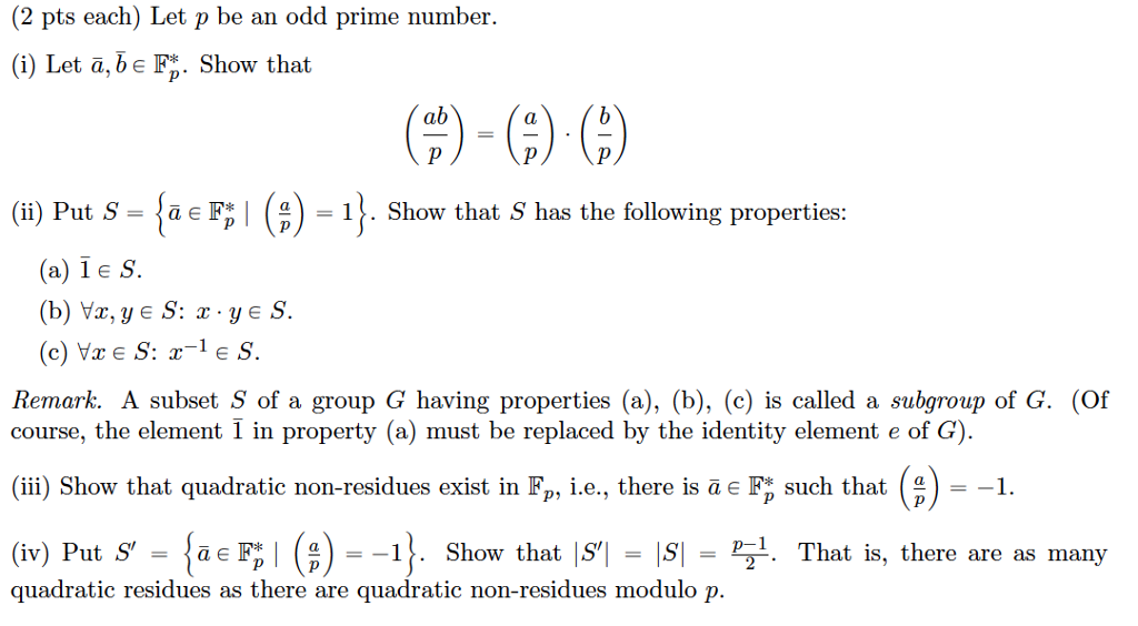 Solved Let p be an odd prime number. Let 5, b Element F*_p. | Chegg.com