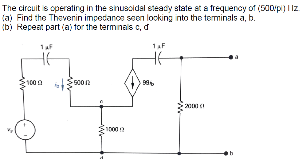 Solved The circuit is operating in the sinusoidal steady | Chegg.com