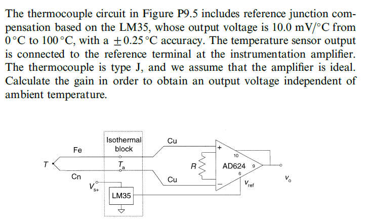 The thermocouple circuit in Figure P9.5 includes | Chegg.com