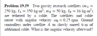 Solved Problem 19.59 Two gravity research satellites (mA 250 | Chegg.com