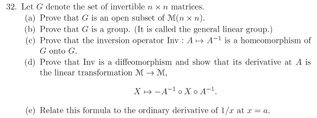 Solved Let G denote the set of invertible n x n matrices. | Chegg.com