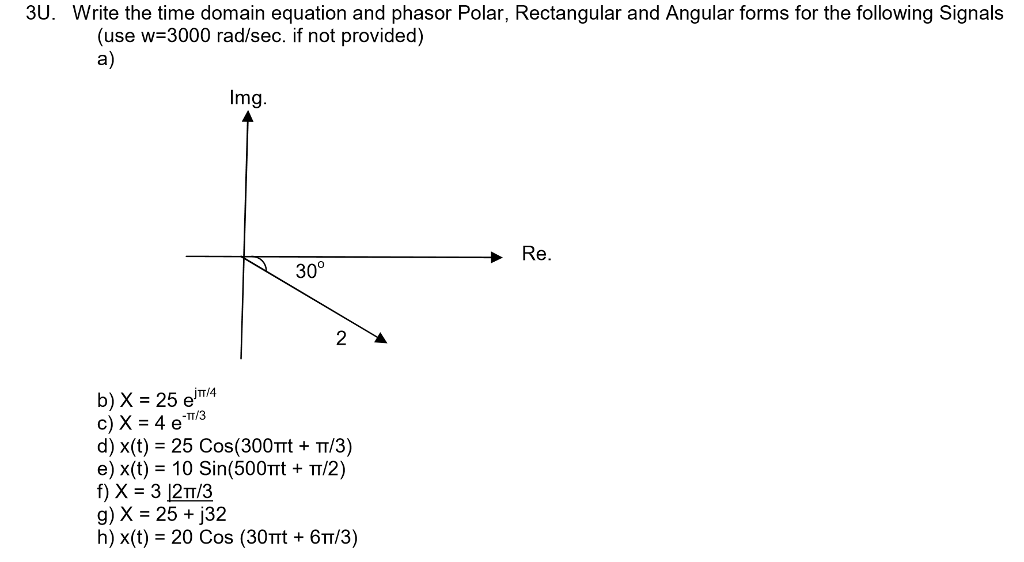 Solved Write the time domain equation and phasor Polar, | Chegg.com