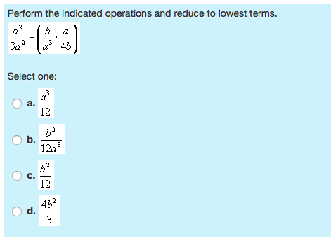 Solved Perform the indicated operations and reduce to lowest | Chegg.com
