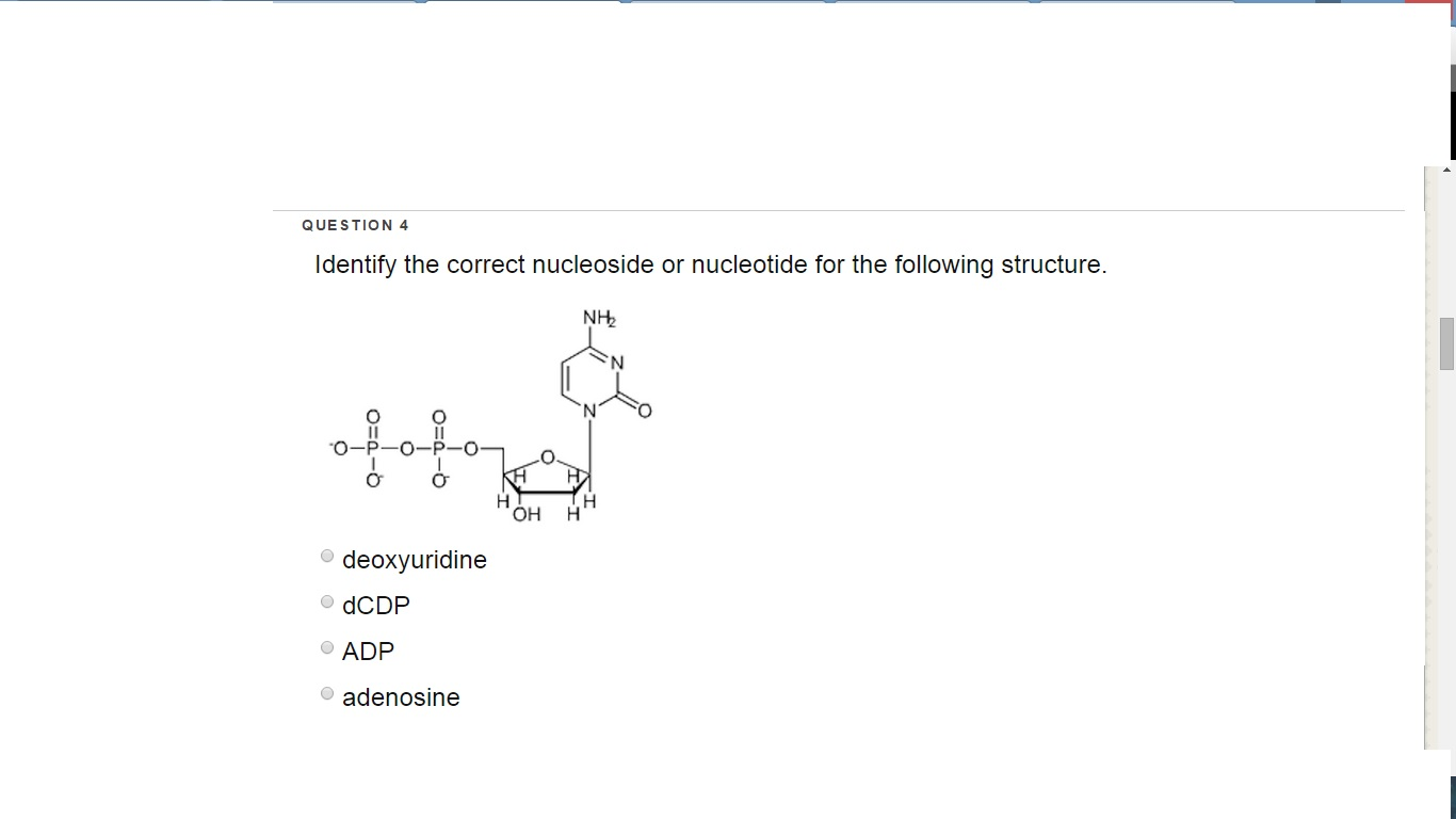 Solved QUESTION 4 Identify the correct nucleoside or | Chegg.com