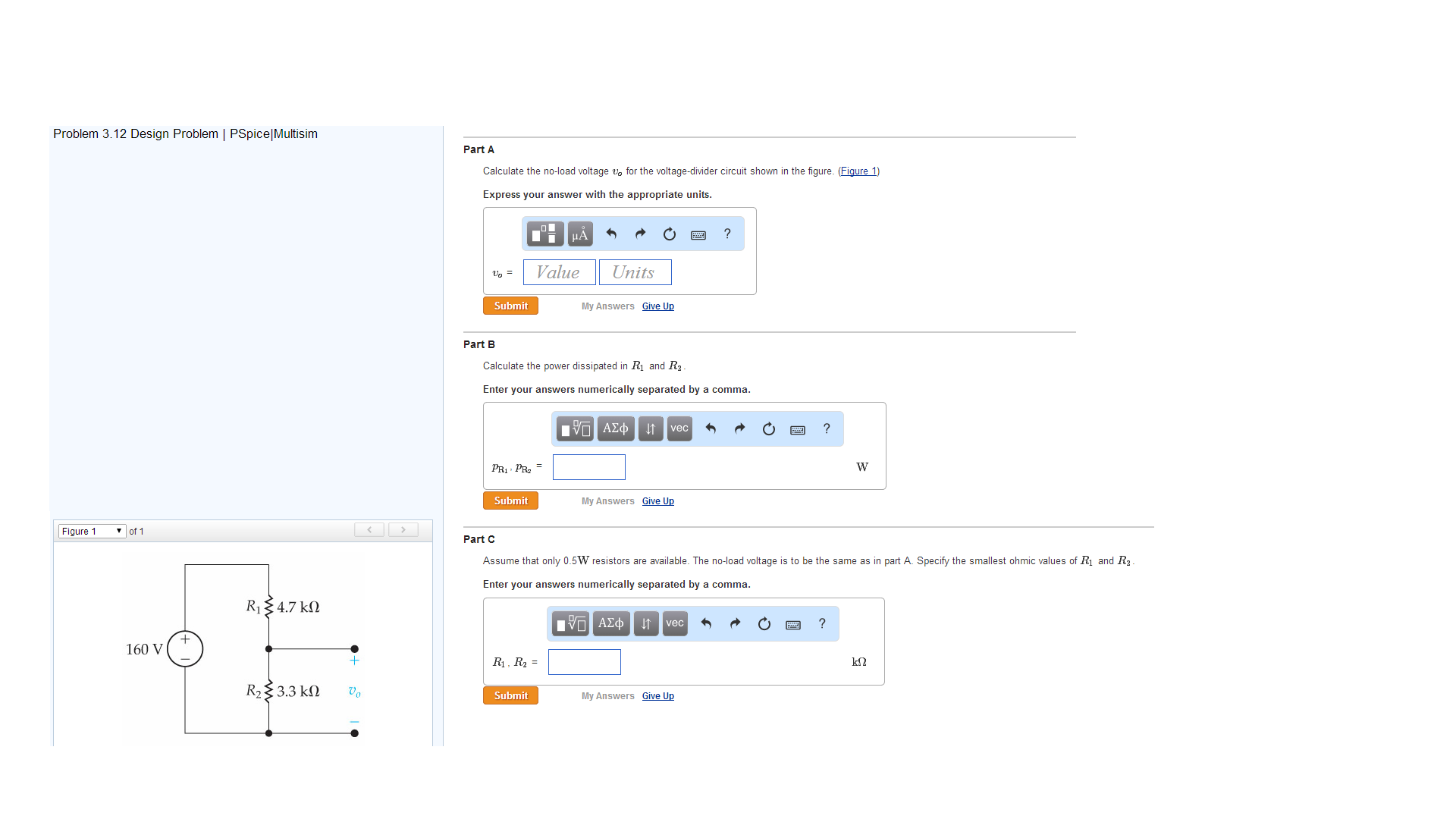 Solved Calculate The No Load Voltage V0 For The 