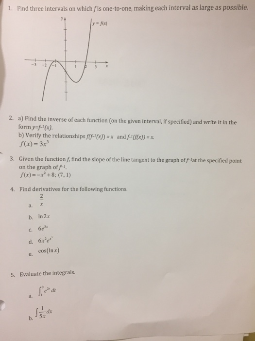 Solved Find three intervals on which f is one-to-one, making | Chegg.com