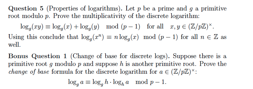 Solved Let p be a prime and g a primitive root modulo p. | Chegg.com
