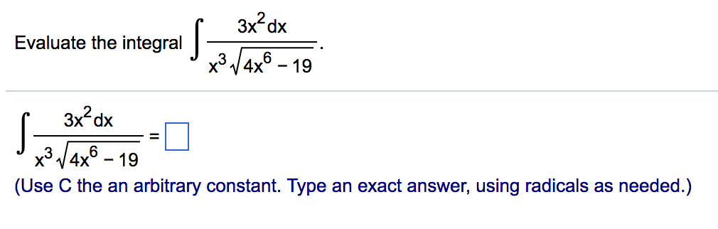 Solved r 3xdx Evaluate the integral 6 2 3x dx (Use C the an | Chegg.com