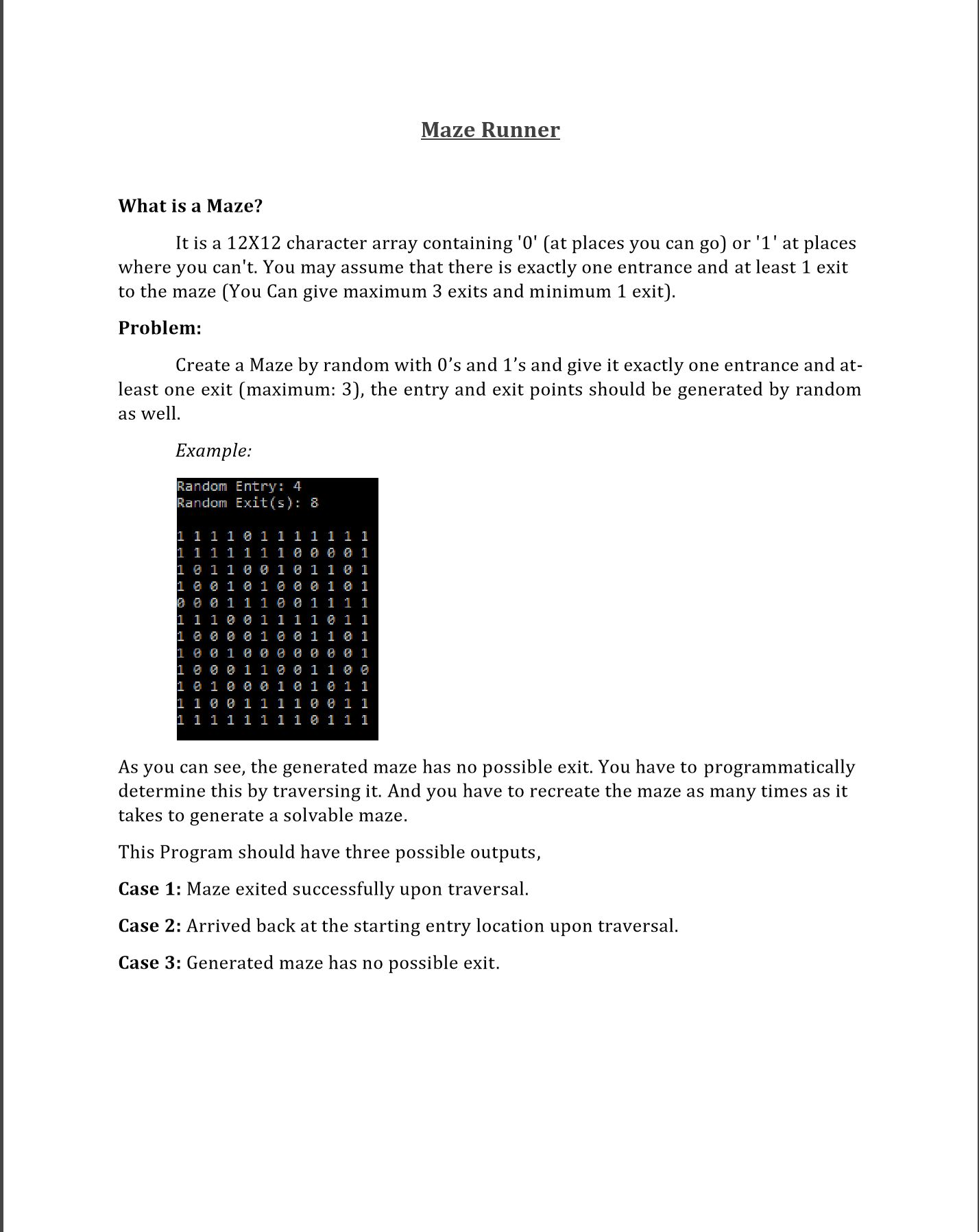 Solved It is a 12X12 character array containing '0' (at | Chegg.com