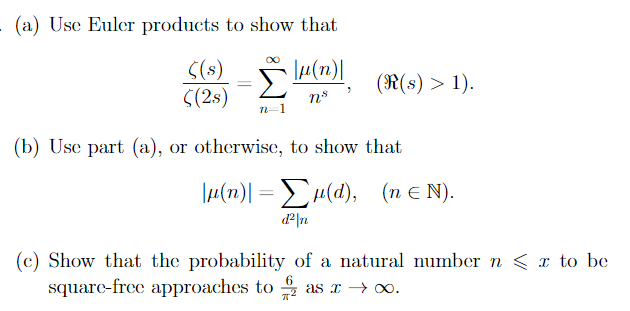 What is Euler Product? And there is a Euler | Chegg.com