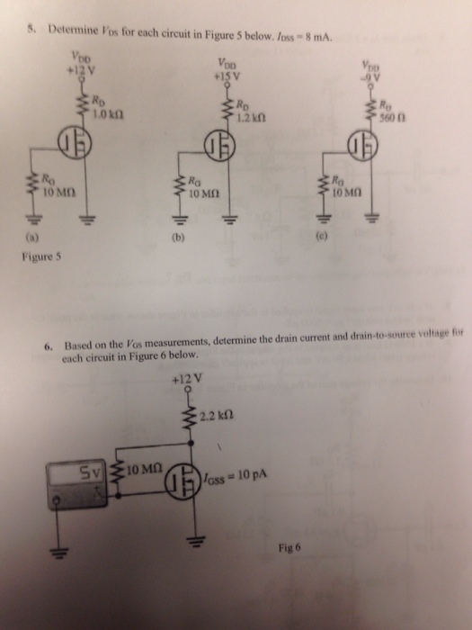 Solved 5. Determine VDS for each circuit in Figure 5 below. | Chegg.com