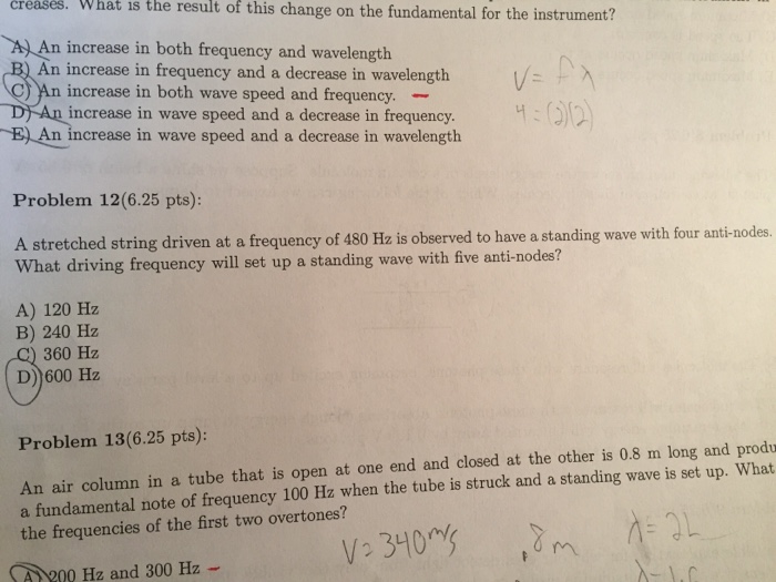 Solved A stretched string driven at a frequency of 480 Hz is | Chegg.com