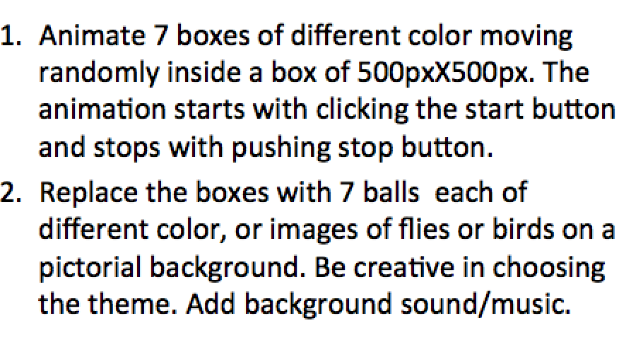 Animate 7 boxes of different color moving randomly | Chegg.com