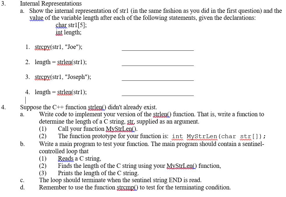 Solved Show the internal representation of strl (in the same | Chegg.com