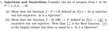 Solved 1. Injections and Surjections Consider the set of | Chegg.com