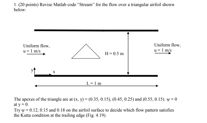 1. (20 points) Revise Matlab code "Stream" for the | Chegg.com