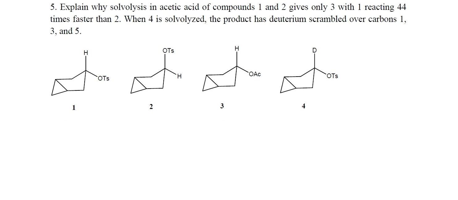 Solved Explain why solvolysis in acetic acid of compounds 1 | Chegg.com