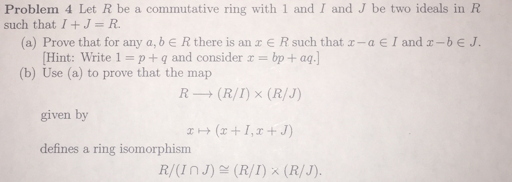 Solved Let R be a commutative ring with 1 and I and J be two | Chegg.com