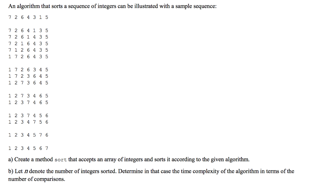 Solved An algorithm that sorts a sequence of integers can be | Chegg.com