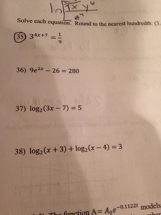 Solved Solve Each Equation Round To The Nearest Hundredth Chegg