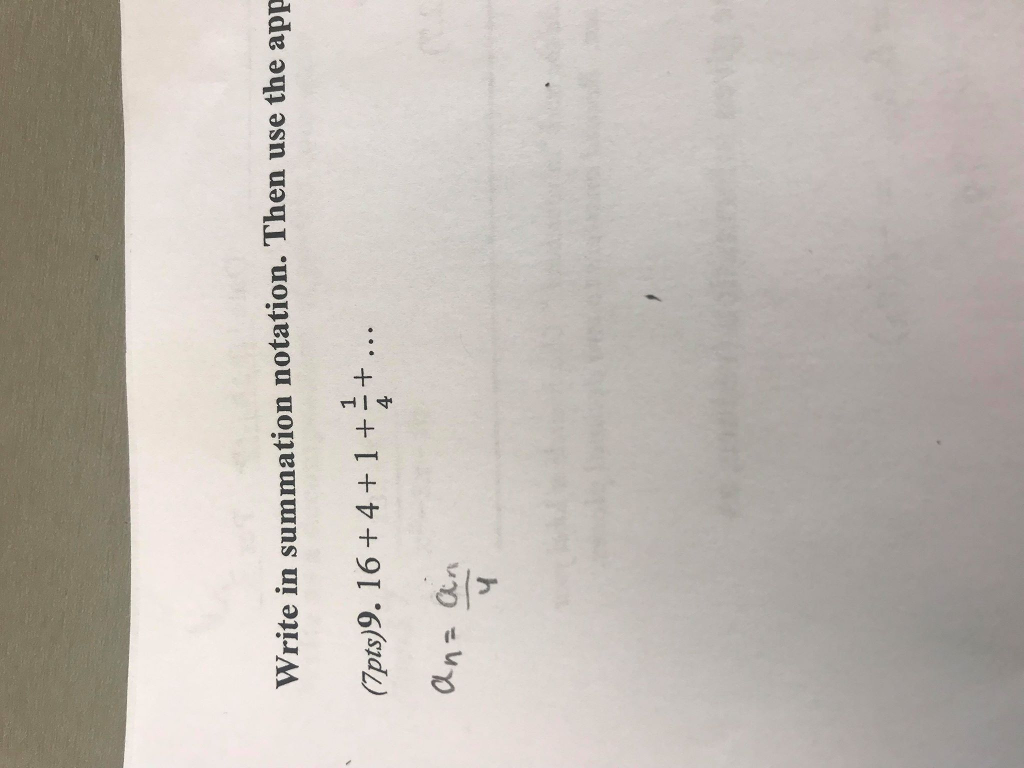 Solved Write in summation notation. Then use the ap (7pts)9. | Chegg.com