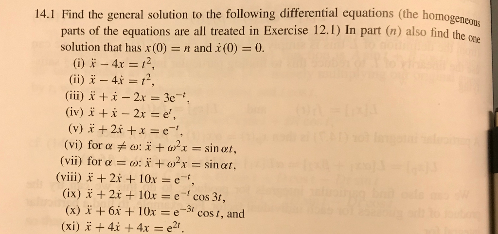 Solved 14.1 Find the general solution to the following | Chegg.com
