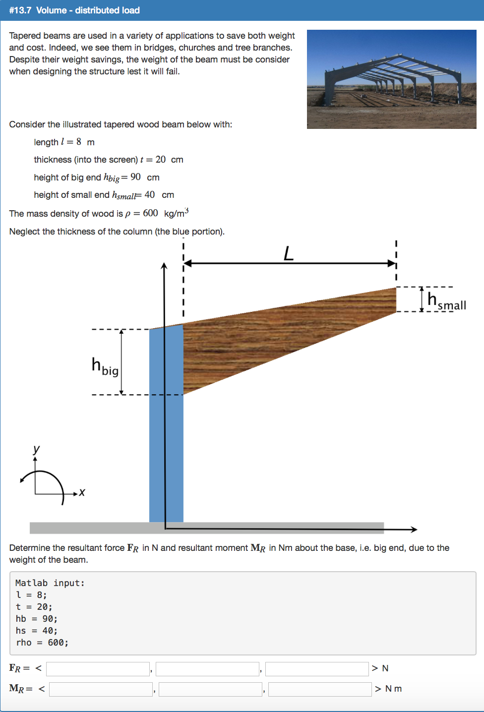 Tapered Beam Sizes Tapered Beam Sizes
