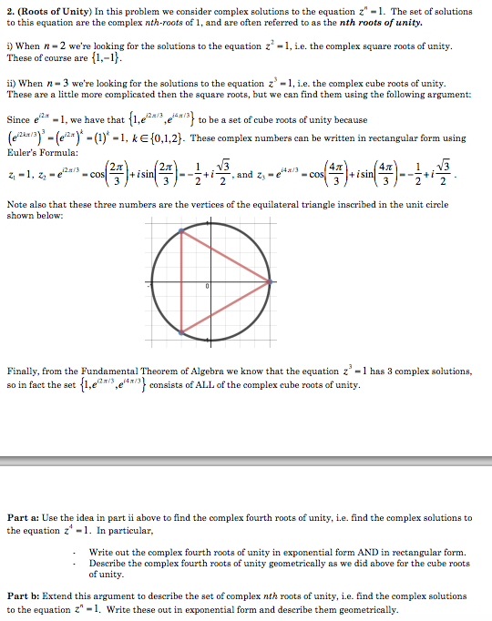 Solved (Roots of Unity) In this problem we consider complex | Chegg.com