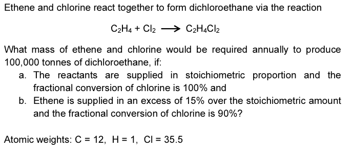 Ethene and chlorine react together to form | Chegg.com
