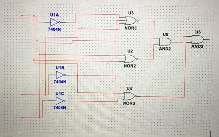 Solved U1A. 7404N U1B 7404N U1C 7404N U3 NOR3 U2 NOR2 U4 | Chegg.com