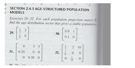 Solved For each population projection matrix find the age | Chegg.com