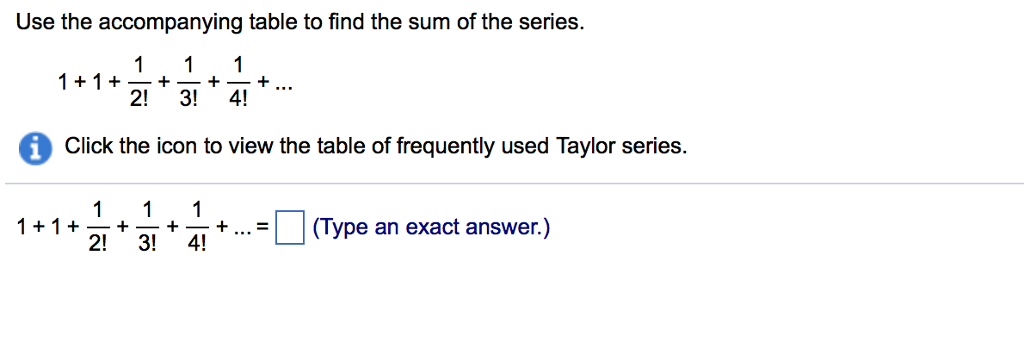 Solved Use the accompanying table to find the sum of the | Chegg.com