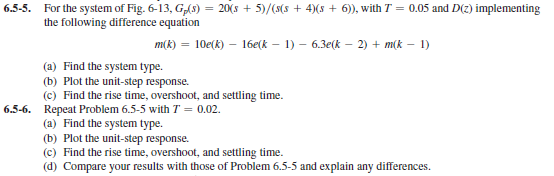 6.5-5. For the system of Fig. 6-13, Gfs)-20s | Chegg.com