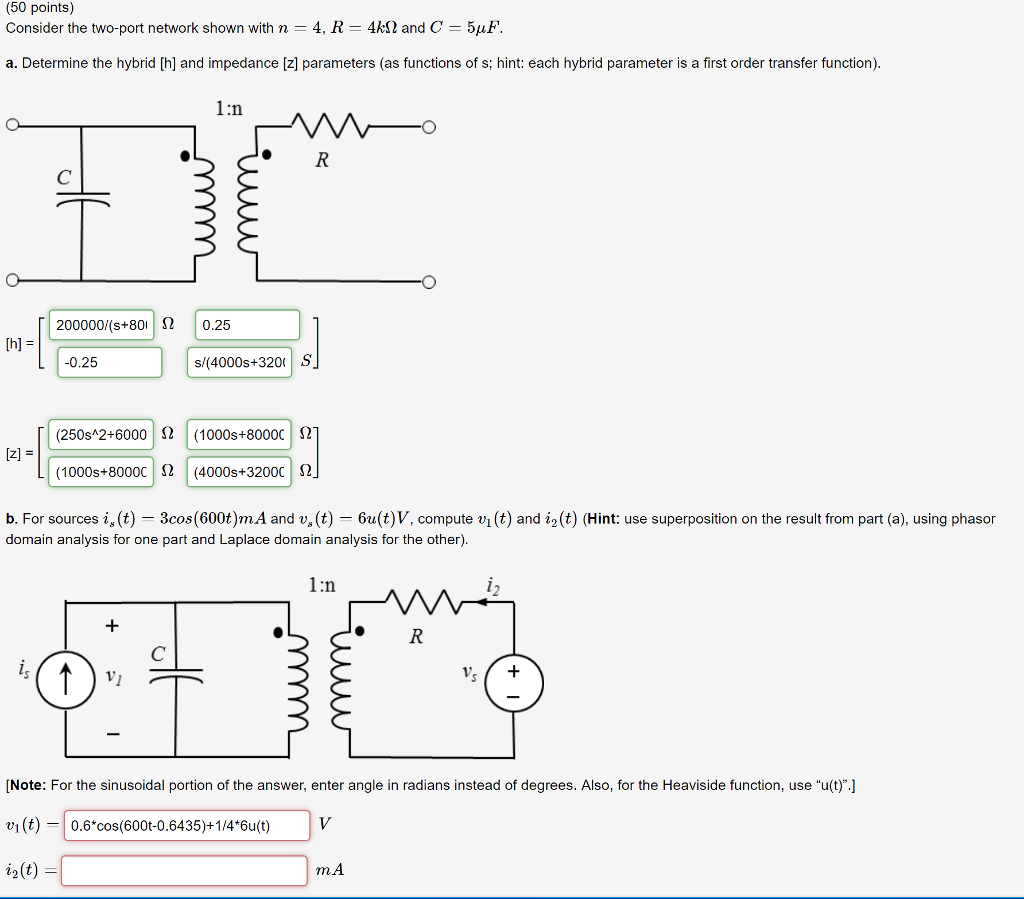 Solved (50 points) Consider the two-port network shown with | Chegg.com Solved (50 points) Consider the two-port network shown with | Chegg.com