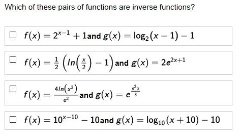 Solved Which of these pairs of functions are inverse | Chegg.com
