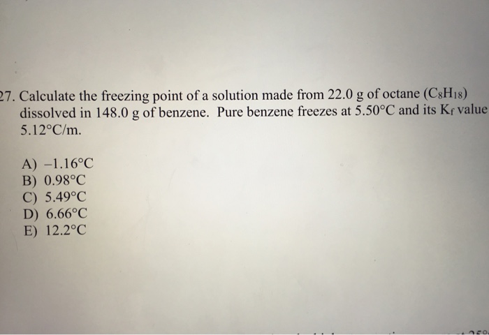 Solved Calculate the freezing point of a solution made from | Chegg.com