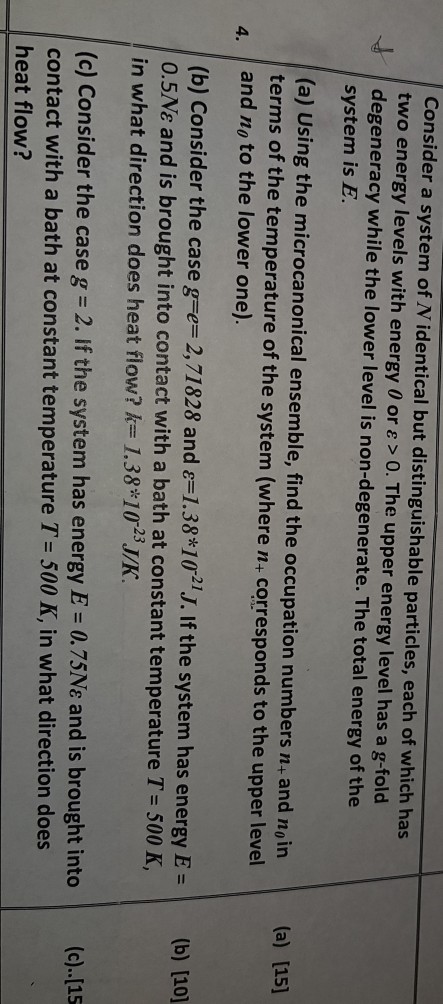 Solved Consider a system of N identical but distinguishable | Chegg.com