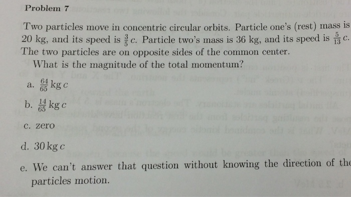 Solved Two particles move in concentric circular orbits. | Chegg.com