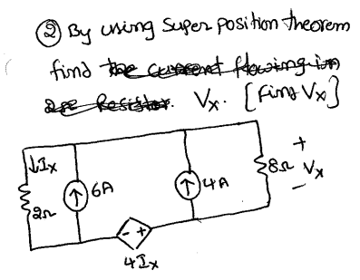 Solved By using Super Position theorem find V_x. [Find V_x] | Chegg.com