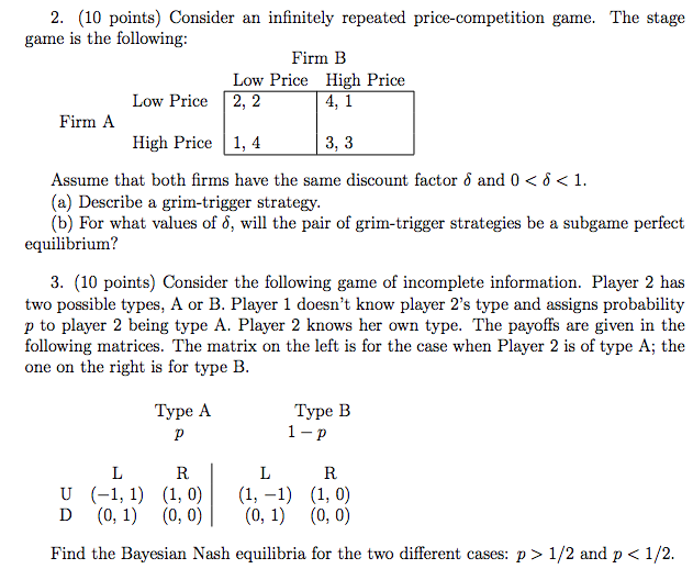 Solved Consider an infinitely repeated price-competition | Chegg.com