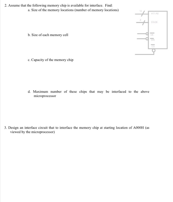 Solved Assume that the following memory chip is available | Chegg.com