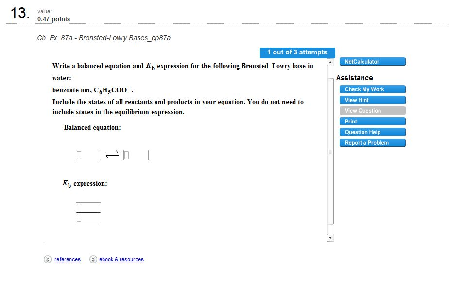 Solved Write a balanced equation and Kb expression for the | Chegg.com