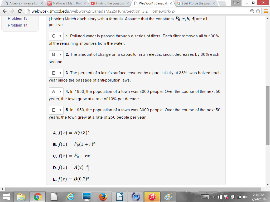 Match each story with a formula. Assume that the | Chegg.com