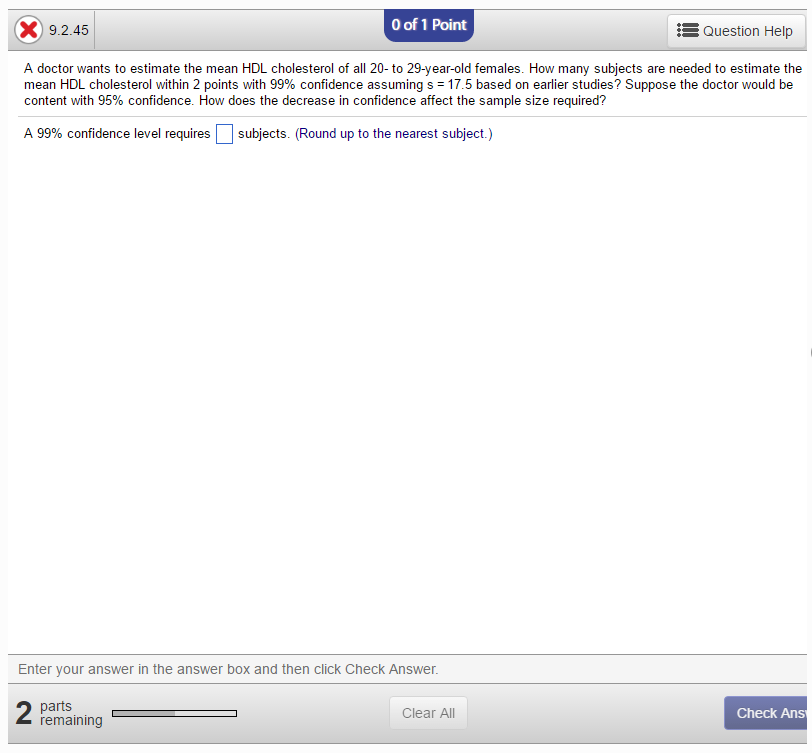 Solved A doctor wants to estimate the mean HDL cholesterol | Chegg.com