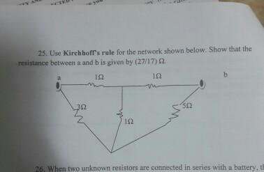 Solved Use Kirchhoff's rule for the network shown below. | Chegg.com
