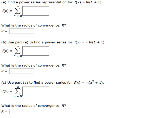 Solved Find a power series representation for f(x) = ln(1 + | Chegg.com
