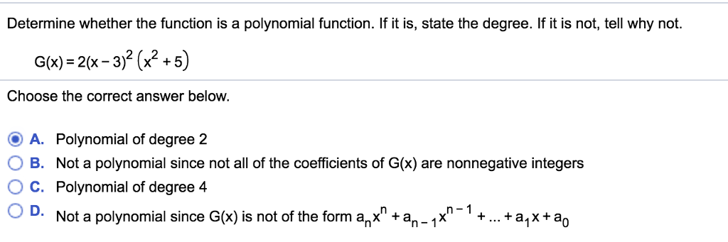 Solved Determine whether the function is a polynomial | Chegg.com
