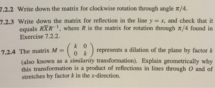 Solved Write down the matrix for clockwise rotation through | Chegg.com