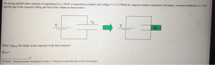 Solved An air-gap parallel plate capacitor of capacitance Co | Chegg.com