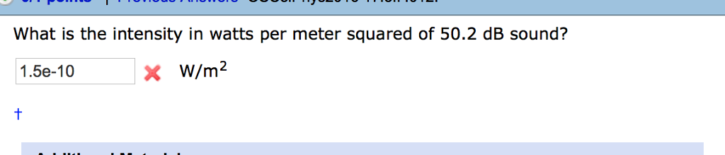 Solved What is the intensity in watts per meter squared of | Chegg.com